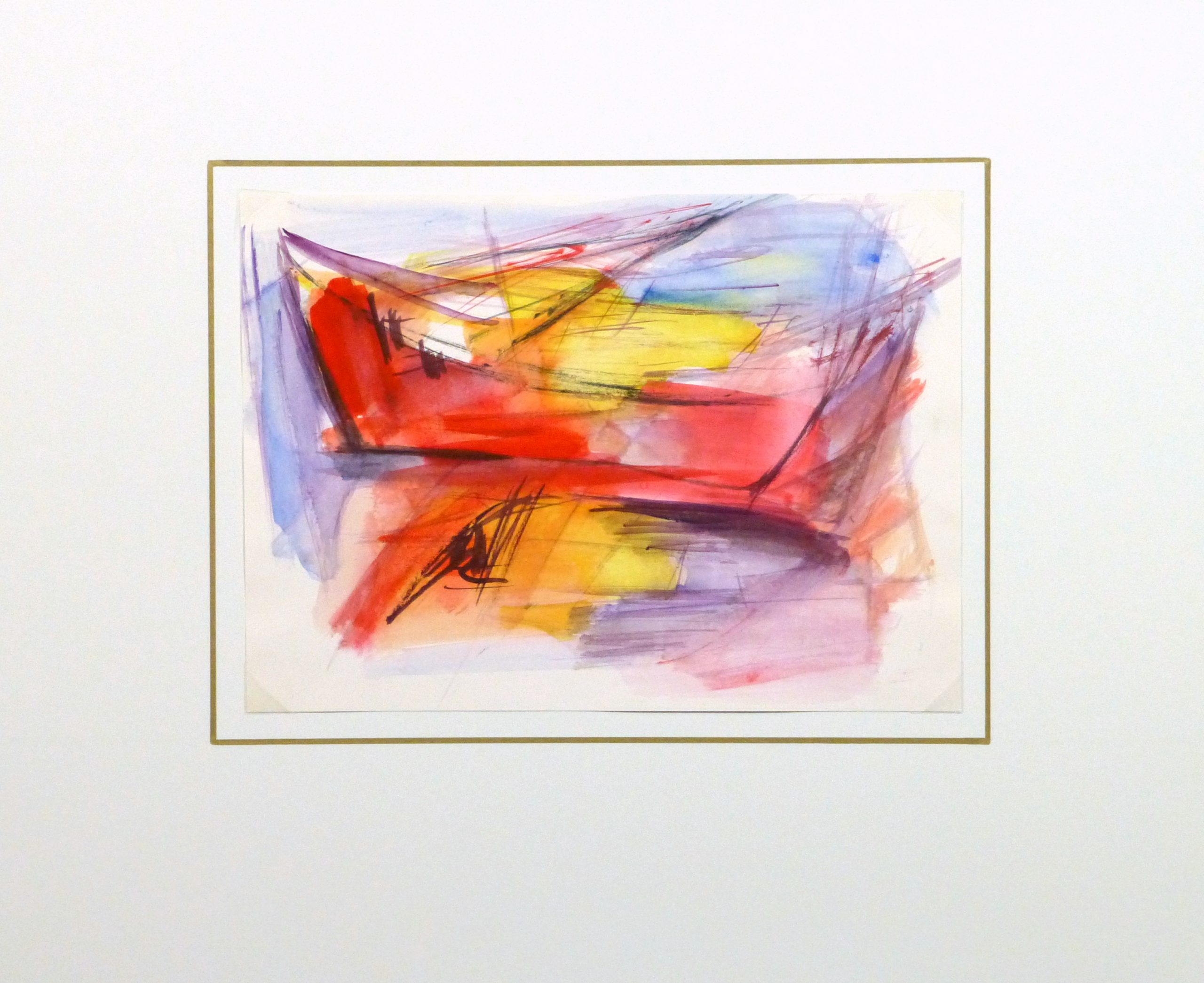 RT-Gouache Abstract - Row Boat - Original Art, Antique Maps & Prints