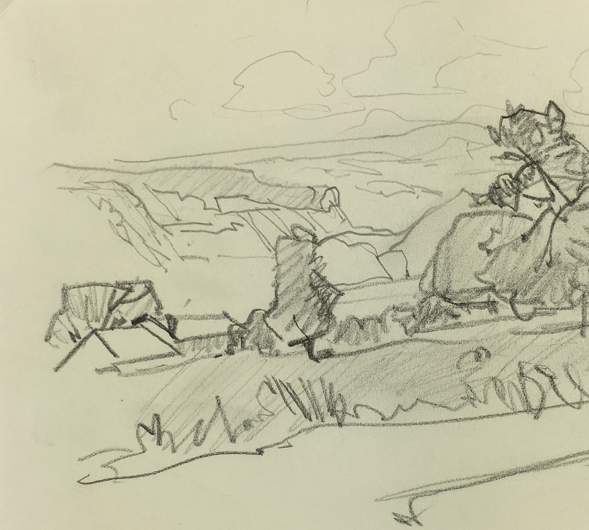 Nature Drawings Original Art - European Landscape, (French), c.1960 ...