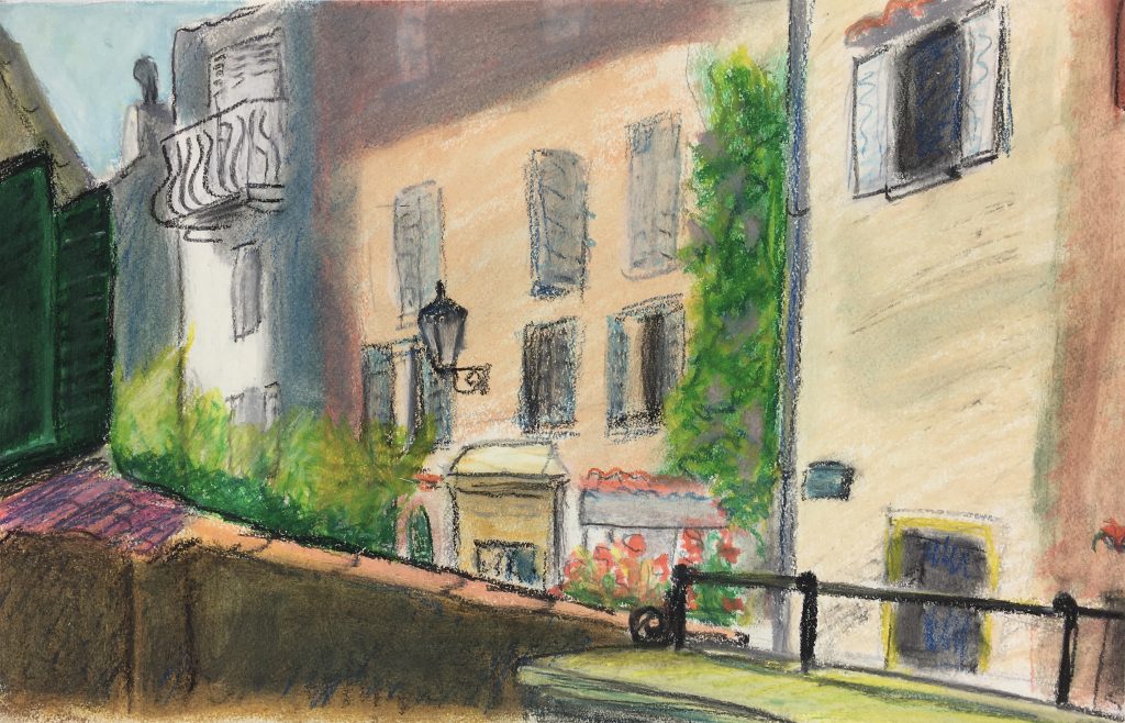 Provence, France Original Art - Pastel, French - Terrace View, 1980s ...