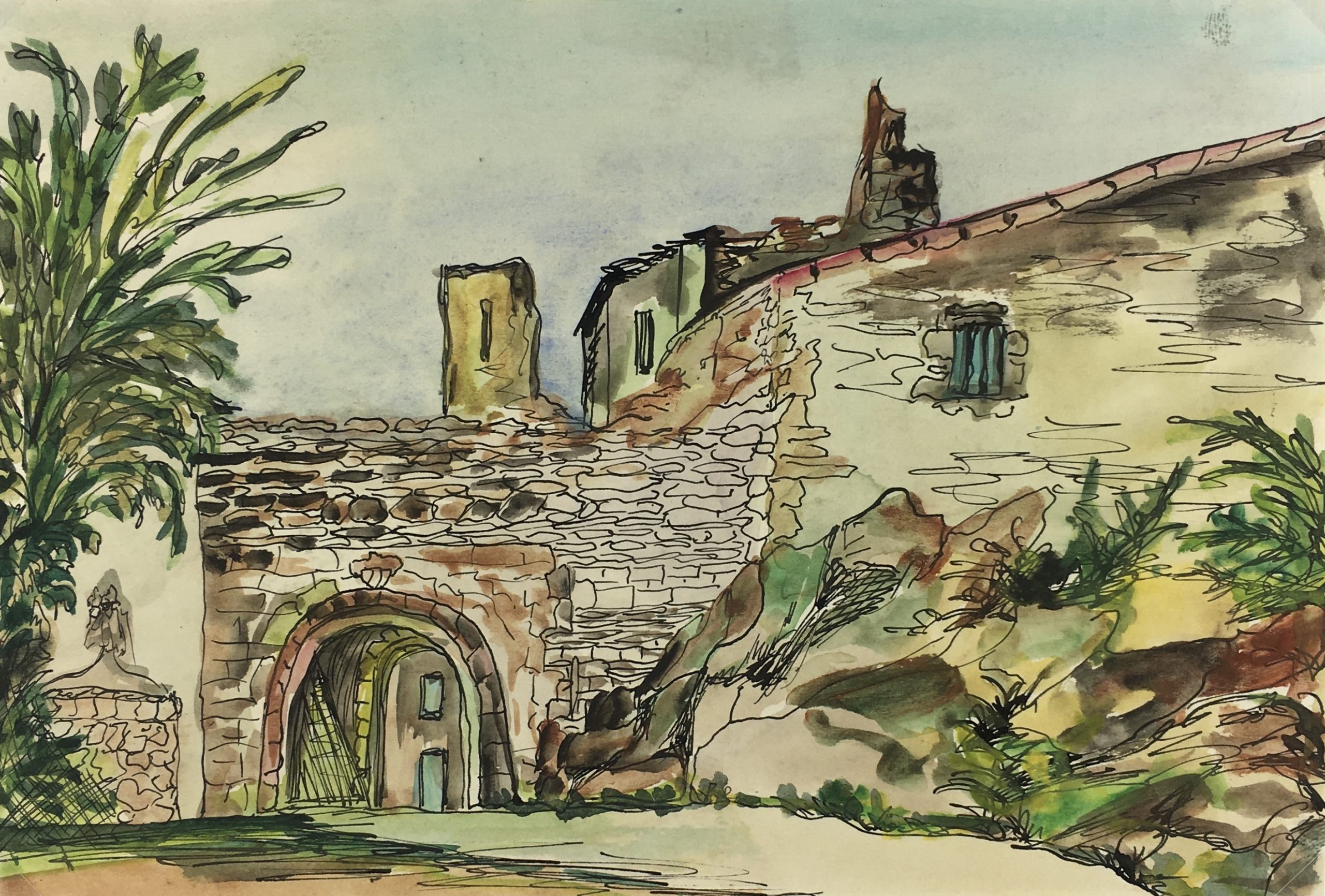 Provence, France Original Art - Ink/Watercolor - Provence, c.1960 ...