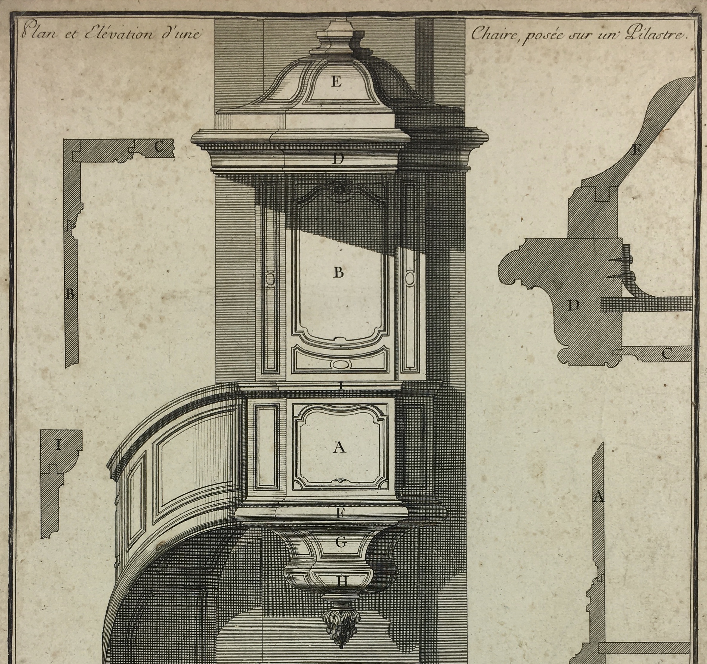 Architecture Print - Architectural Plan, F. Cornille, c.1740 - Original ...