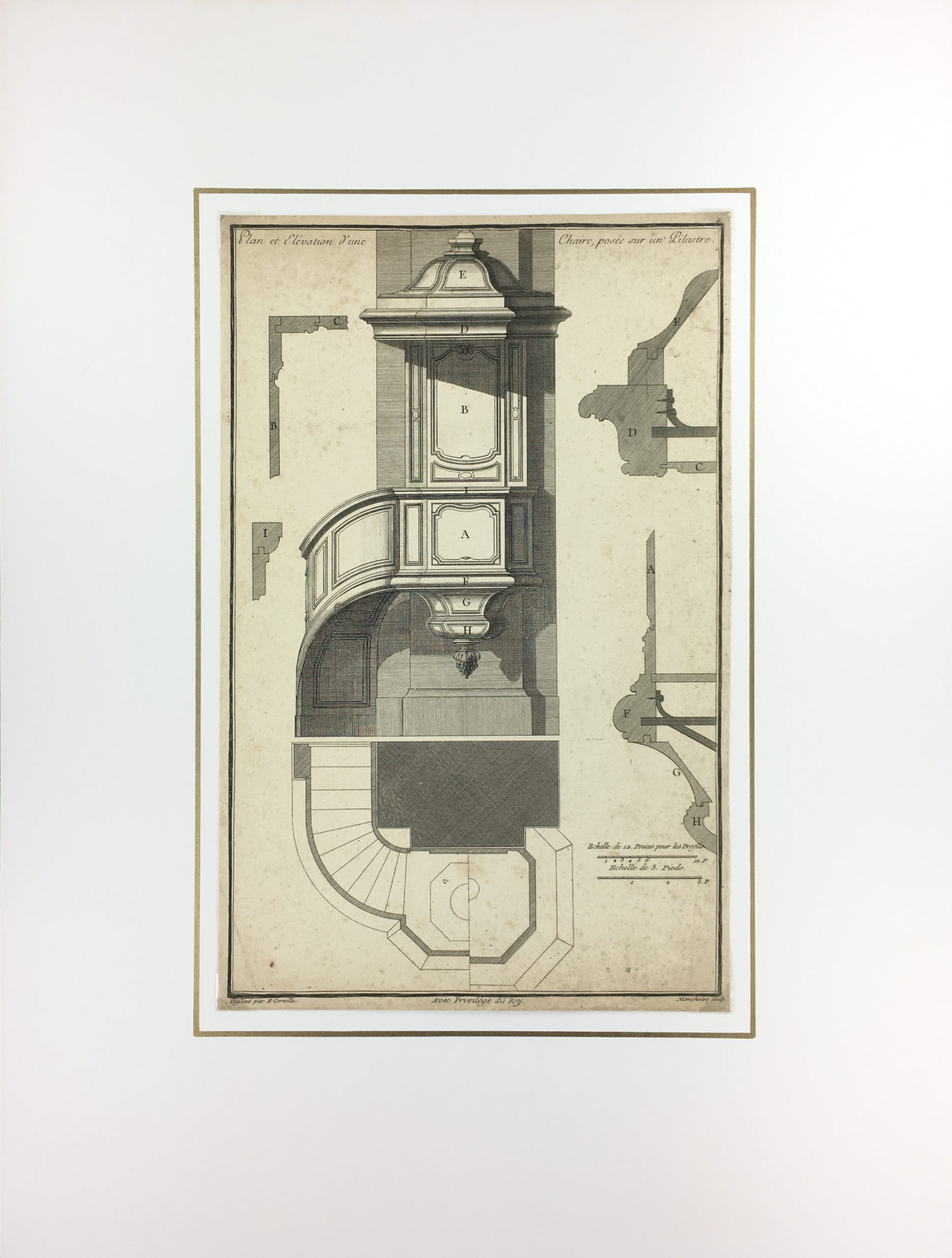 Architecture Print - Architectural Plan, F. Cornille, c.1740 - Original ...
