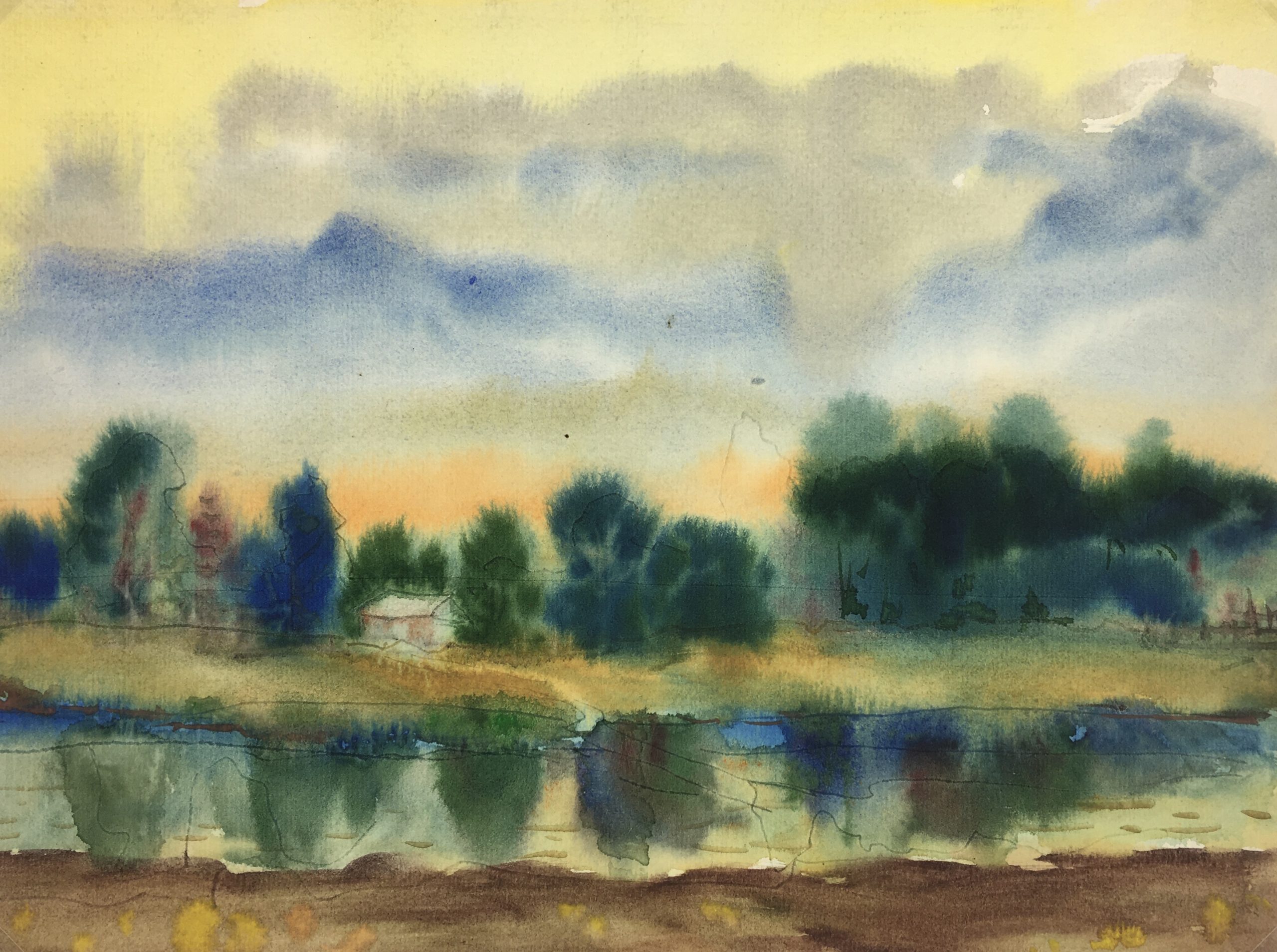 Rivers Original Art - Watercolor - Landscape, C.1970 - Original Art ...