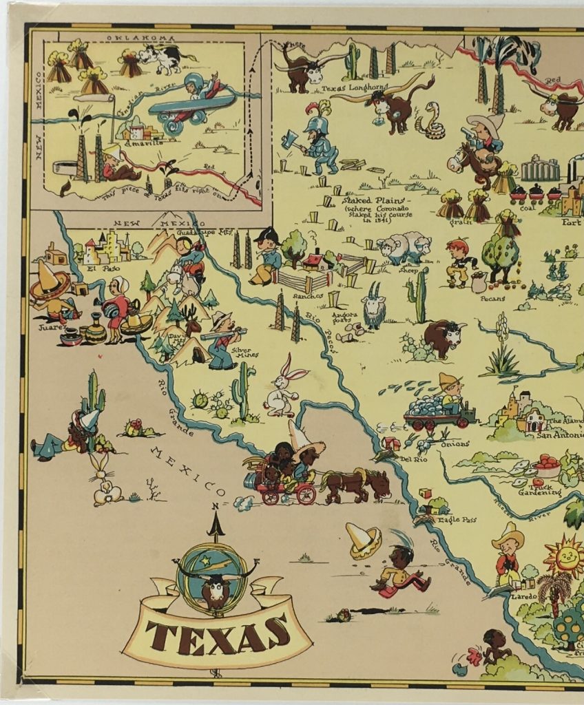 Texas Map - Texas Pictorial Map, R.T., 1935 - Original Art, Antique ...