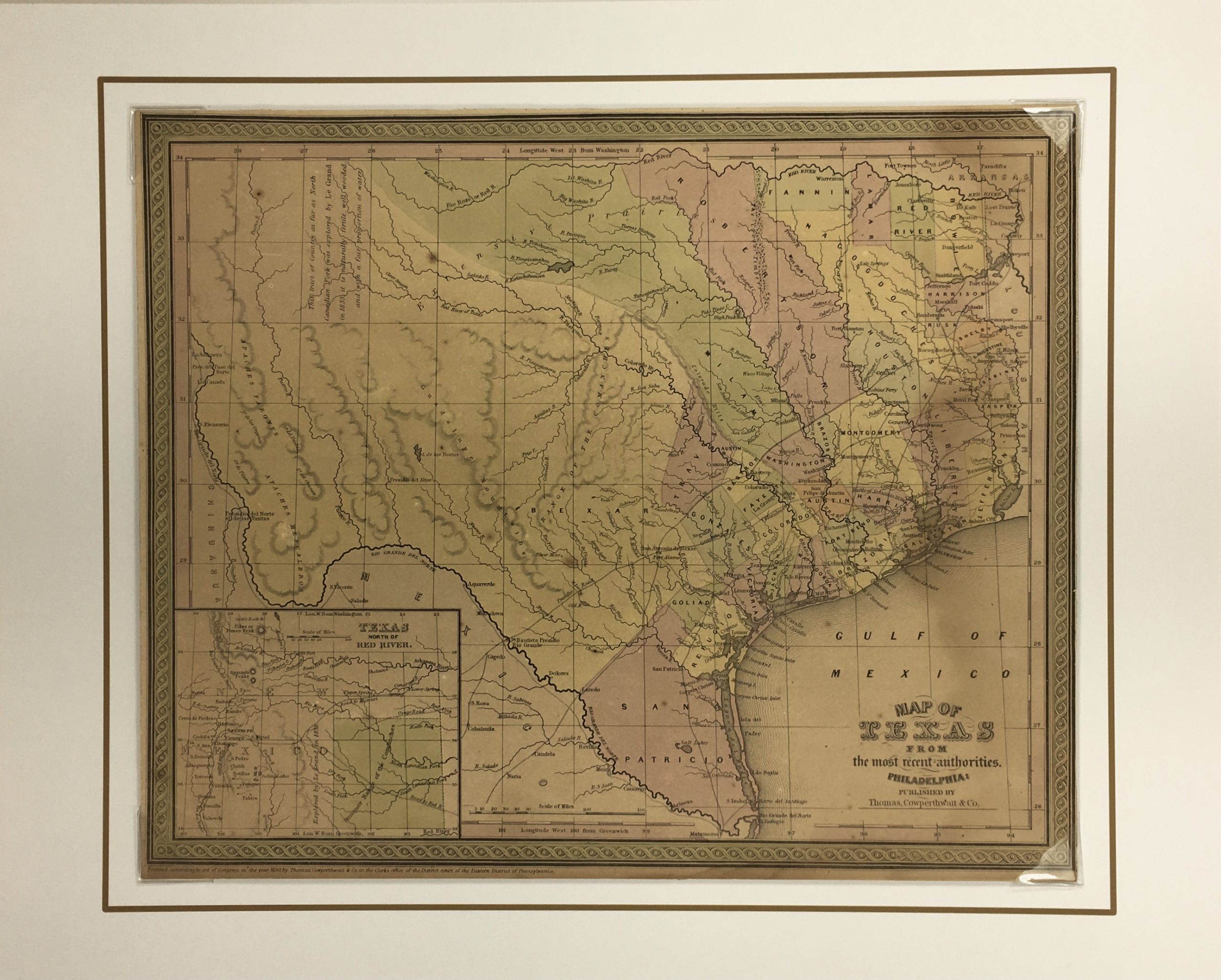 Texas Republic Map - Texas Republic, T. Cowperthwait, 1850 - Original ...