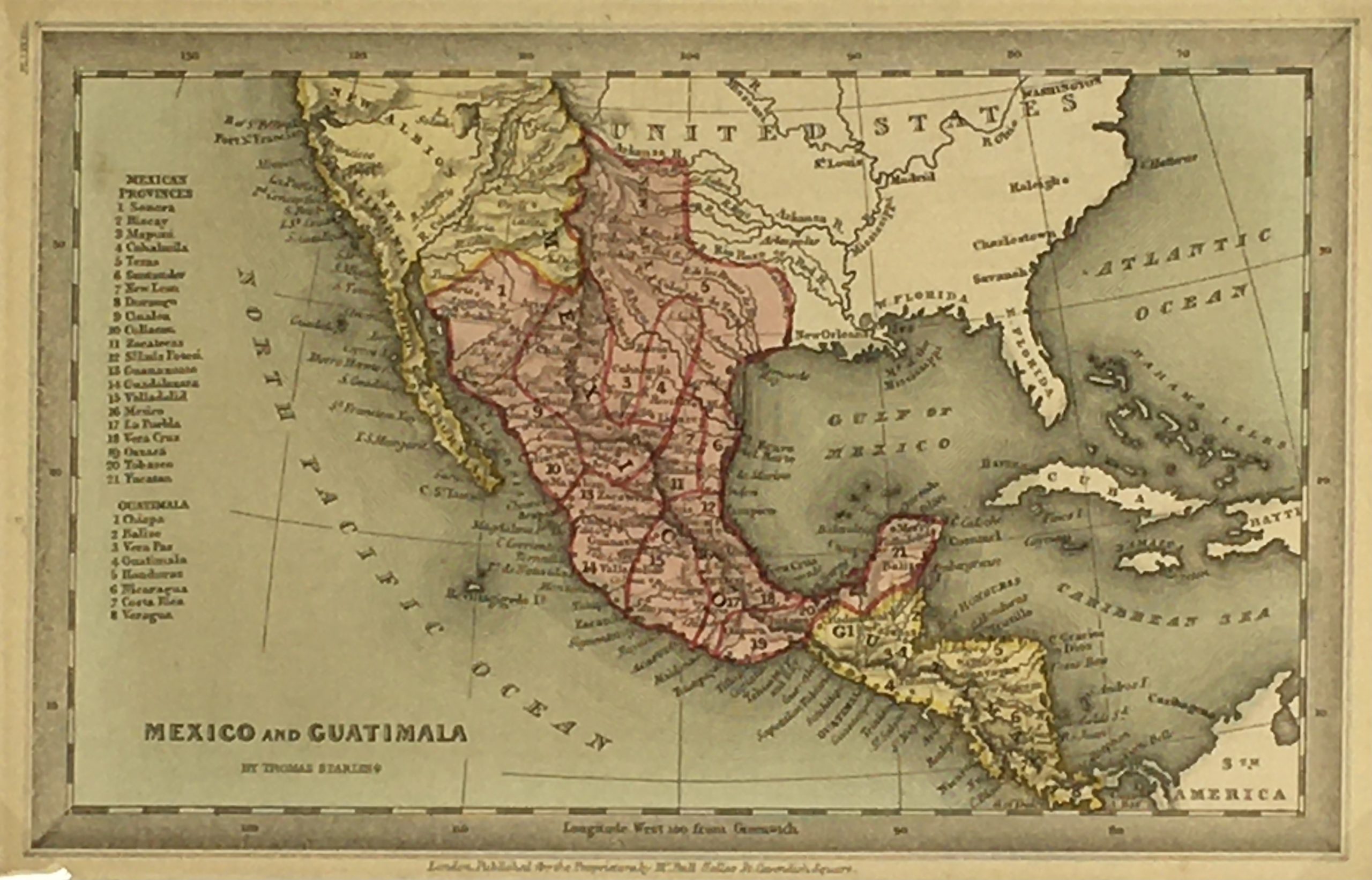 Texas Republic Map - TX Pre-Republic, T. Starling, 1833 - Original Art ...