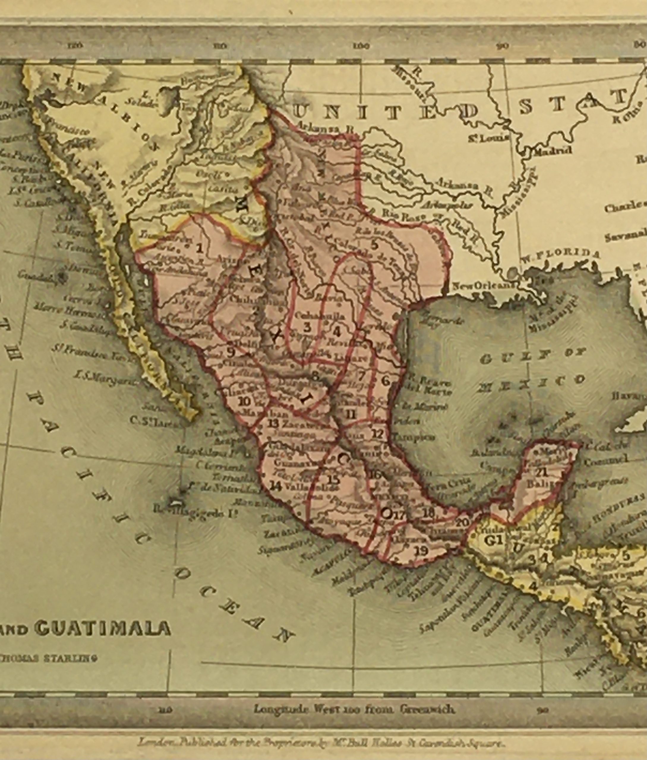 Texas Republic Map - TX Pre-Republic, T. Starling, 1833 - Original Art ...